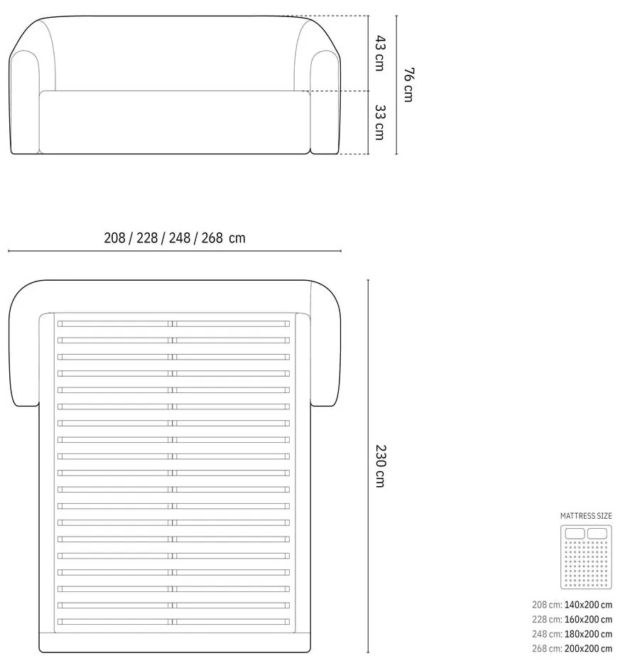 Béžová čalouněná dvoulůžková postel s úložným prostorem s roštem 180x200 cm Campi – Cosmopolitan Design