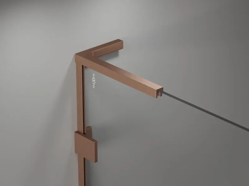 Mexen Lunar, L Duo výklopný sprchový kout 115 x 70 cm, 8mm čiré sklo, profil měděná matná, 834L-115L-070P-65-00