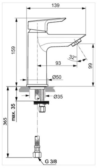 Ideal Standard Tesi Umyvadlová baterie bez odtokové garnitury A6559AA