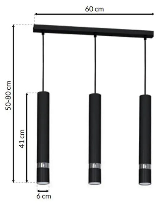 Závěsné svítidlo Joker, 3x černé kovové stínítko, b/ch