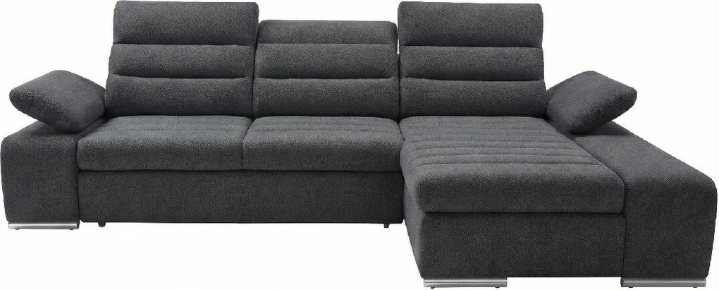 Rohová rozkládací sedací souprava do L KAMELOT, 282 cm, s úložným prostorem Roh pohovky: Pravý roh, Barva látky: Grafit (Element 22)