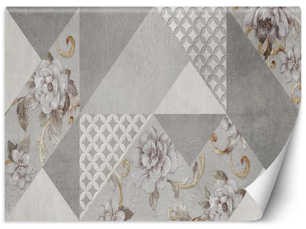 Gario Fototapeta Květiny na šedé textury Materiál: Vliesová, Rozměry: 200 x 140 cm