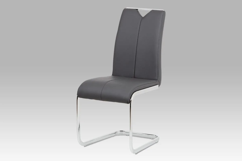Jídelní židle koženka šedá chrom HC-374 GREY