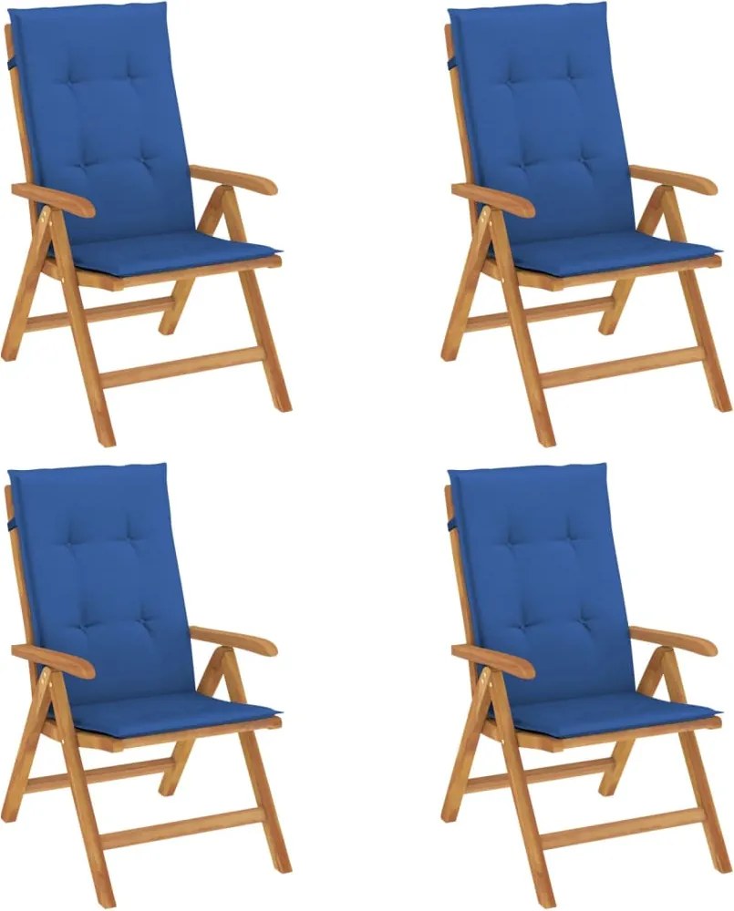 Skládací polohovací křesla s polštáři 4 ks, masivní teak 3196473