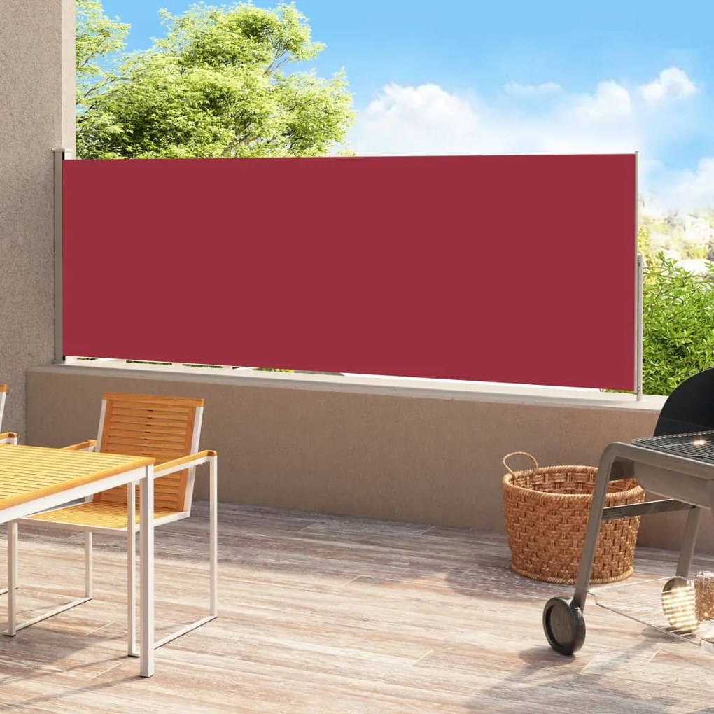 vidaXL Marketos Zatahovací boční markýza 180 x 500 cm červená