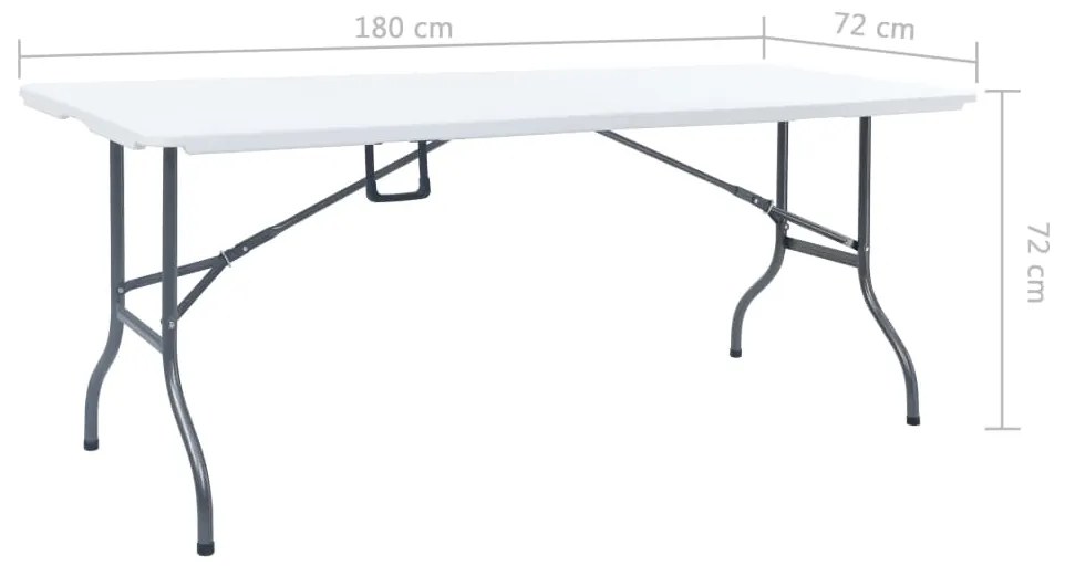 vidaXL Marketos Skládací zahradní stůl bílý 180 x 72 x 72 cm HDPE