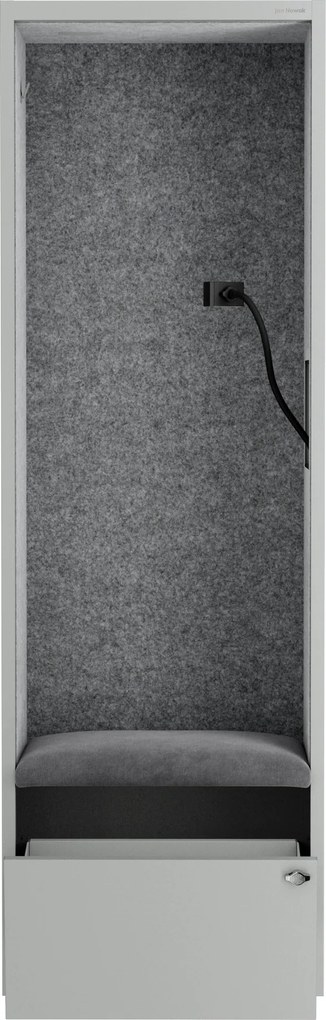 Skříň se sedákem a zónou ticha SALLY MentalBox, šedá konstrukce, šedý sedák, 1850 x 600 x 400 mm