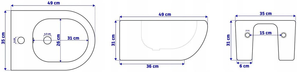 Rea Set WC závěsné mísy + bidetu CARTER bílý