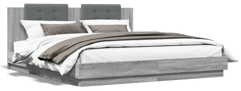 Rám postele s čelem šedý sonoma 160 x 200 cm kompozitní dřevo,  3209910
