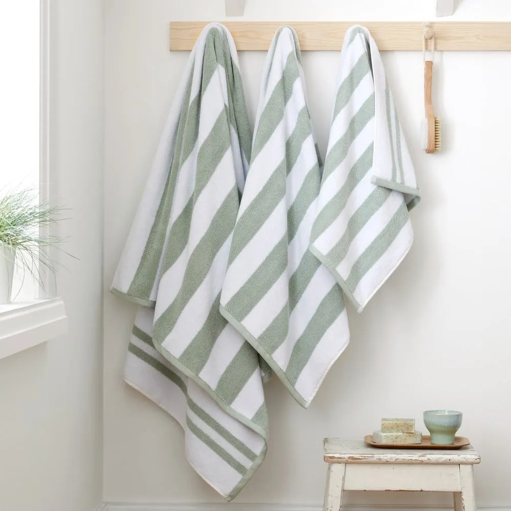 Šedo-bílý bavlněný ručník 50x85 cm Stripe Jacquard – Bianca