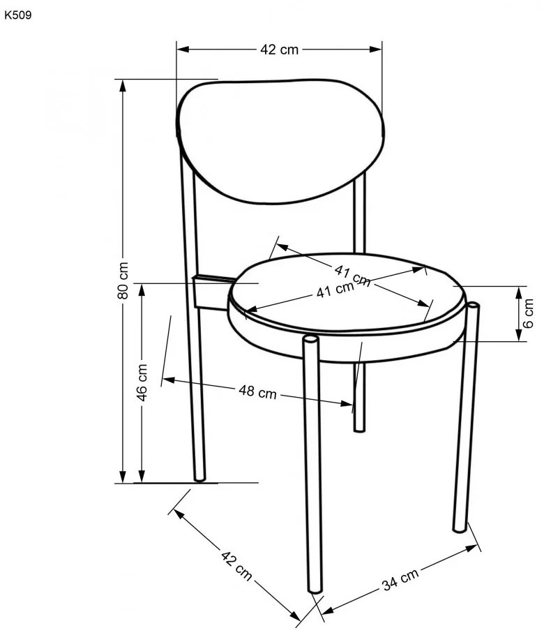 Jídelní židle EVONNE — kov, látka, šedá Halmar