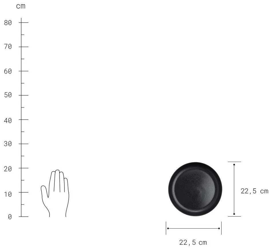 CASA NOVA Sada hlubokých talířů 22,5 cm set 4 ks - černá