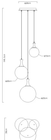 Globo 15885-3H - Lustr na lanku DALTON 3xE27/10W/230V pr. 48 cm černá