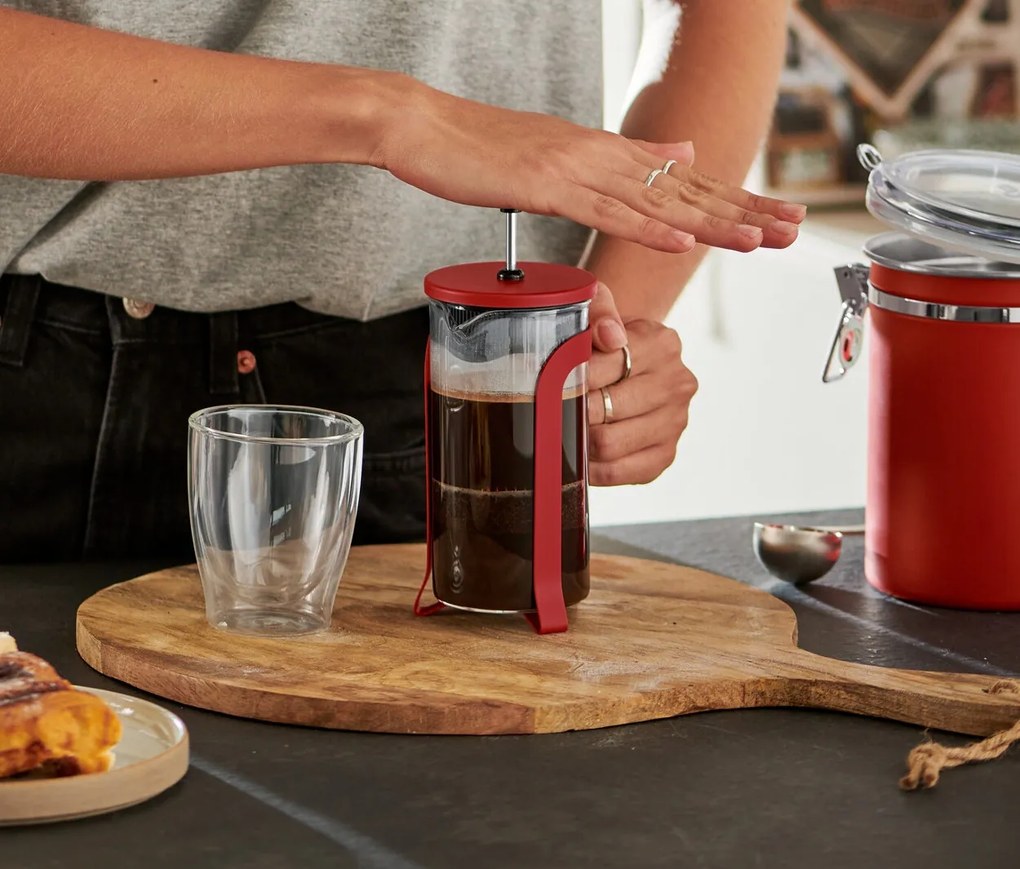 Tchibo - Konvička french press 300 ml, 2 šálky, červená