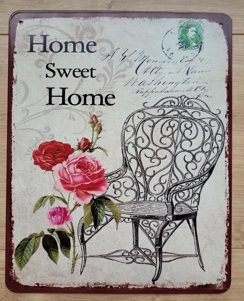 Nástěnná kovová cedule Home sweet Home - 20*25 cm