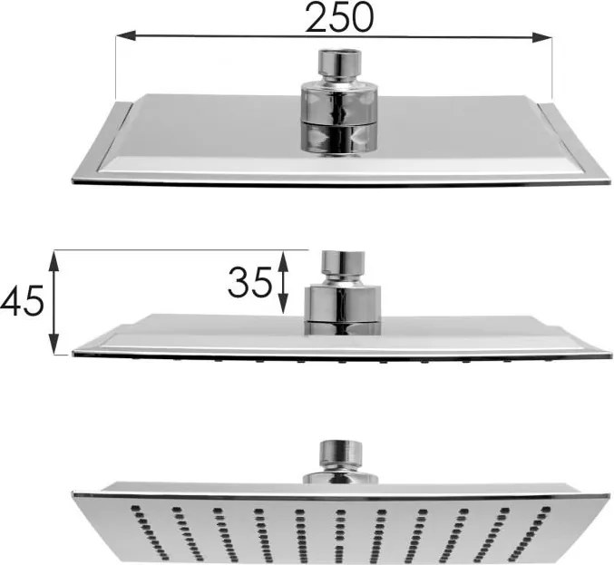 Erga Cube, sprchová souprava s pákovou baterií, vanovou výlevkou a dešťovou hlavicí 25x25cm, chromová, ERG-YKA-BP.CUBE-25-CHR