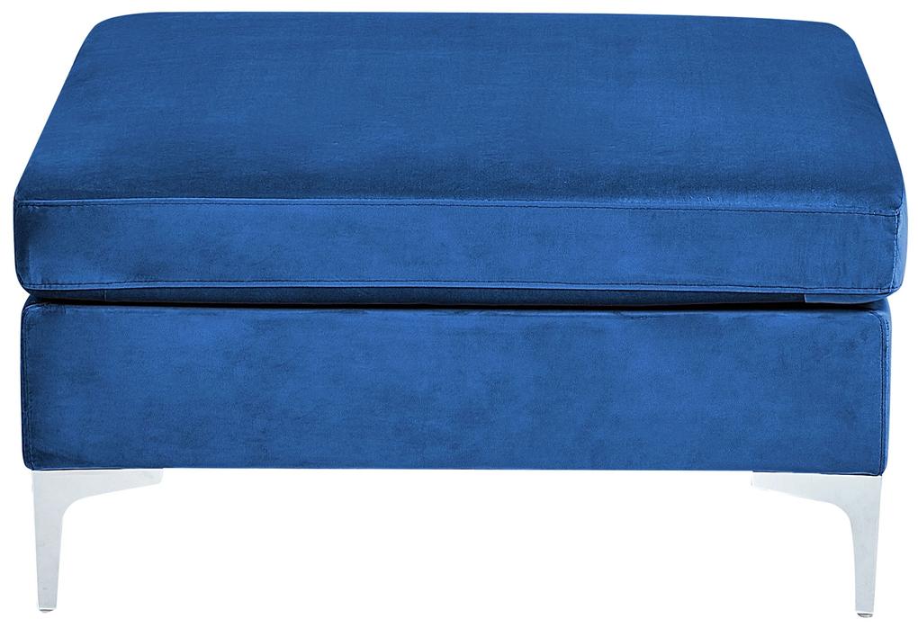 5místná sametová modulární rohová pohovka s taburetem modrá pravá EVJA Beliani