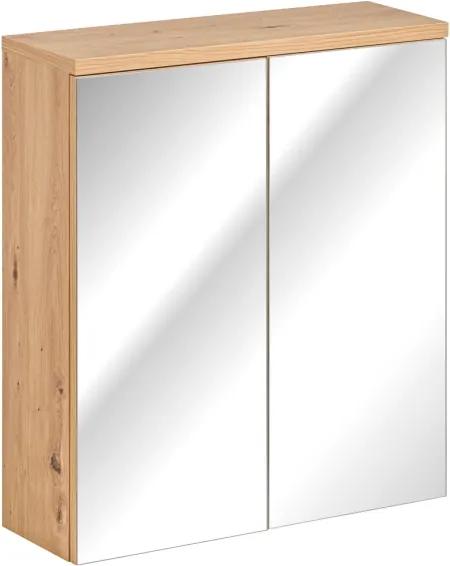 MAXIVA Závěsná skříňka se zrcadlem - SAMOA 840, šířka 60 cm, dub artisan