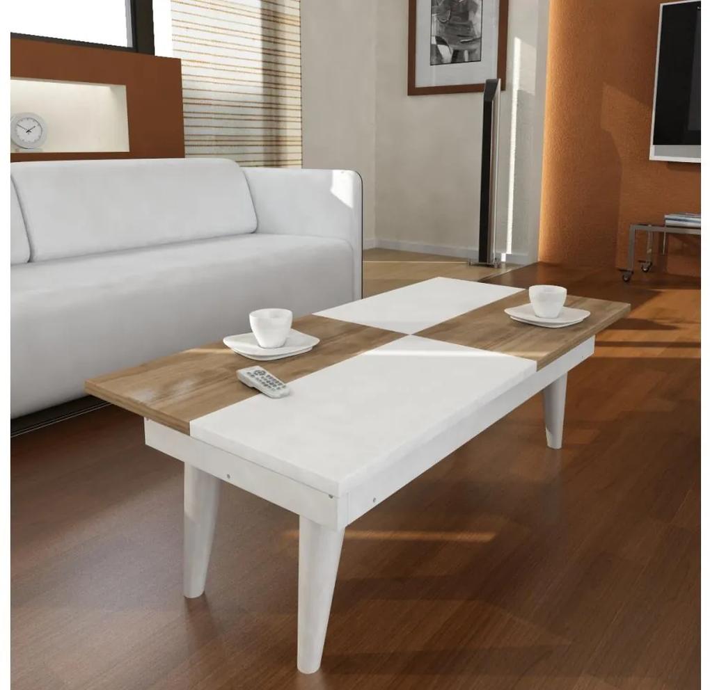Asir | Konferenční stolek CASTRUM 30x90 cm bílá/hnědá | AS1173