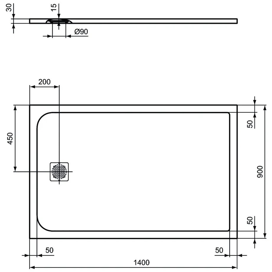 Ideal Standard Ultra Flat S - Sprchová vanička 140 x 90 cm, Písková, K8256FT