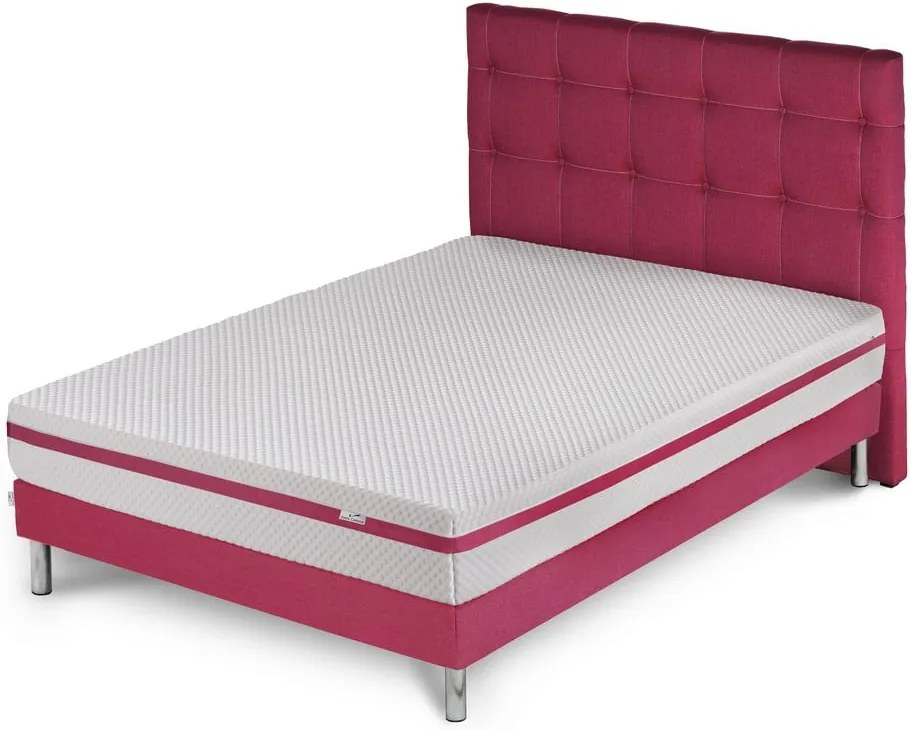 Růžová postel s matrací Stella Cadente Pluton Saches, 160 x 200 cm