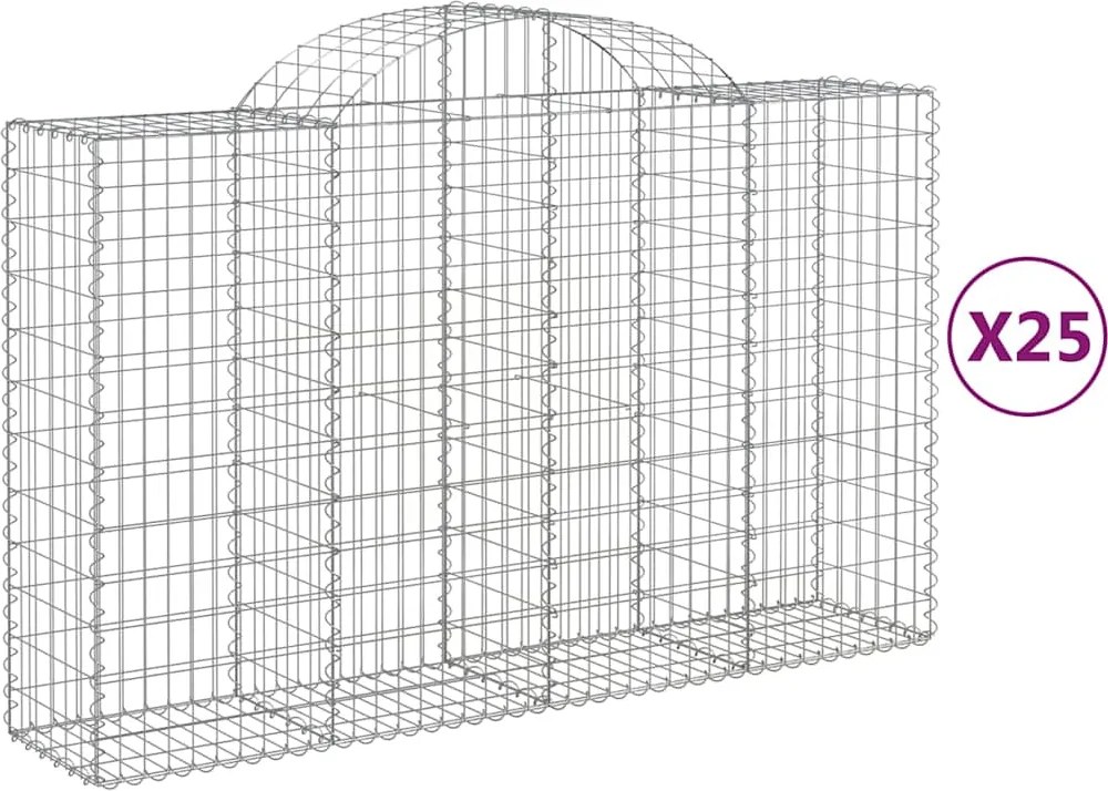 Klenuté gabionové koše 25ks 200x50x120/140cm pozinkované železo 3146357