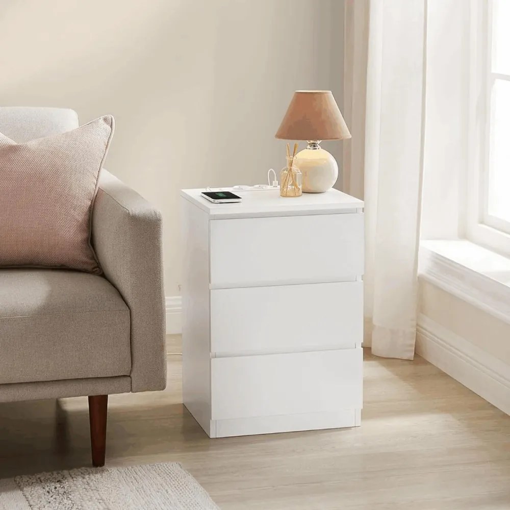 Noční stolek ANT-E1161 WT, mdf, bílá (40 x 35) cm