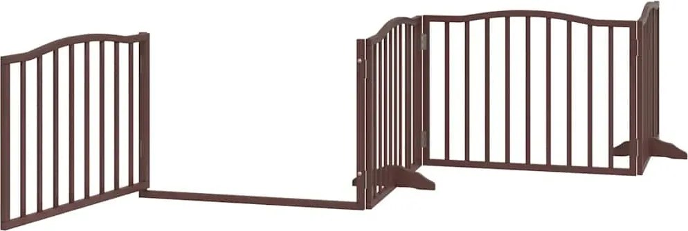 Zábrana pro psy s dvířky skládací 8 panelů hnědá 640 cm topol 3155634
