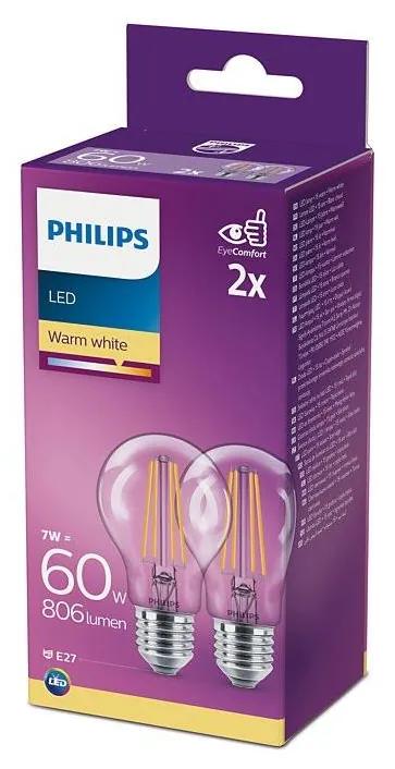 Philips | SADA 2x LED Žárovka Philips A60 E27/7W/230V 2700K | P4316