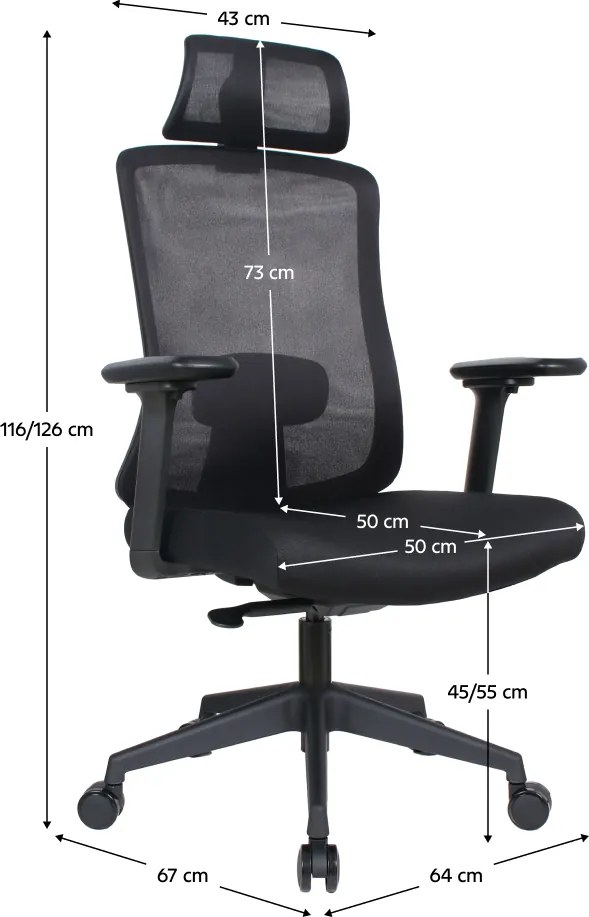 Ergonomická kancelářská židle PART - černá síťovina / nosnost 150 kg