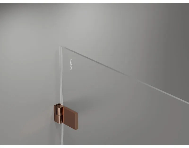 Mexen Lunar-B L výklopný sprchový kout levý 70 x 70 cm, čiré sklo, růžové zlato, 832L-070-070-60-00-L