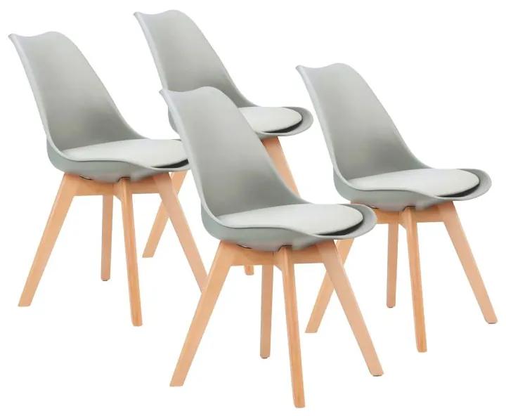 Sada 4 židlí, šedá, ModernHome KOMPLET PC-003 GREY