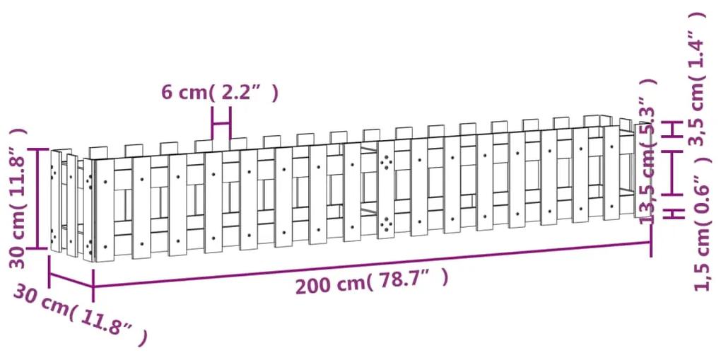 Vyvýšený záhon plotový design 200x30x30 cm masivní douglaska,  832505