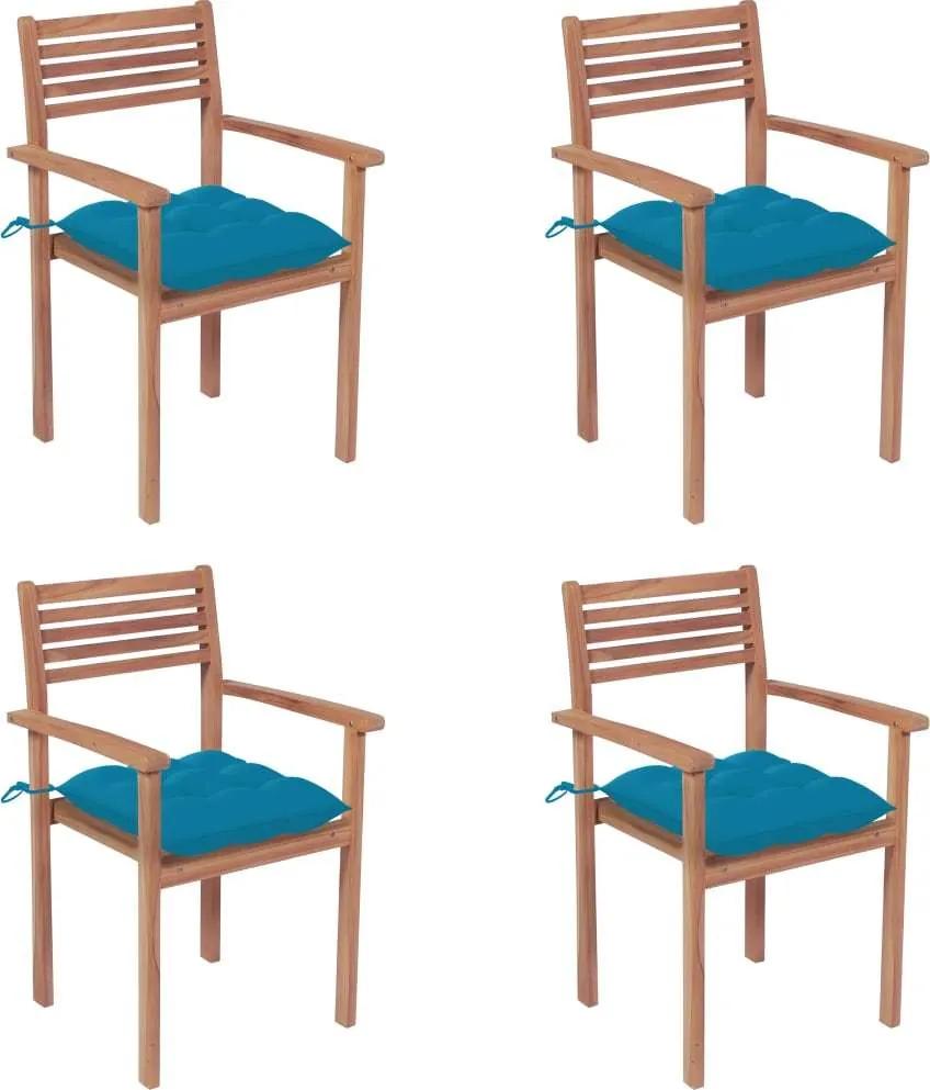 vidaXL Zahradní židle 4 ks podušky masivní teak [3062304] Barva: Šedá