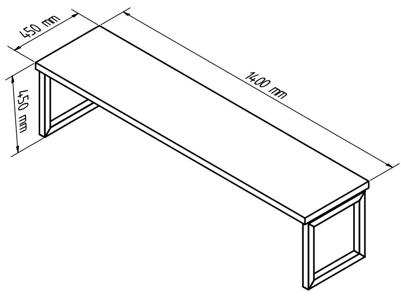 Lavice Sirius z dubu a bytelným podložím 1700 x 450 mm