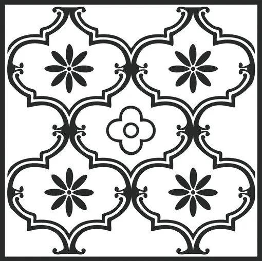 2745052 D-C-fix Samolepicí podlahové čtverce PVC černo-bílá retro dlažba Classic Ornament 30,5 x 30,5 cm