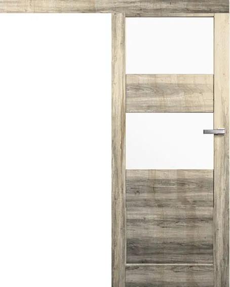 posuvné interiérové dveře na stěnu vasco doors TEO model 4 Průchozí rozměr: 70 x 197 cm, Orientace dveří: Levé dveře, Dekor: Bílá