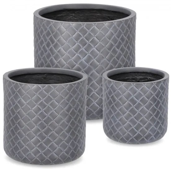 BIZZOTTO Set 3 květináčů PHOMBUS šedý