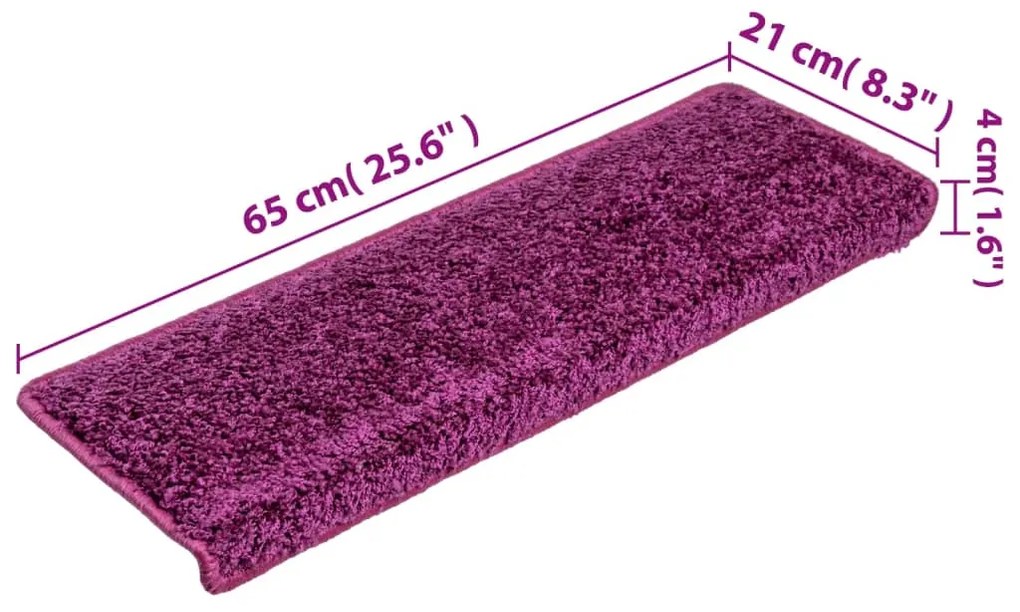 vidaXL Marketos Schodové rohože 15 ks 65 x 21 x 4 cm fialové s obdélníkovým okrajem
