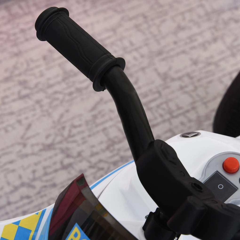 HOMCOM Dětská závodní motorka s hudebními a světelnými efekty a úložným prostorem Modrá Bílá