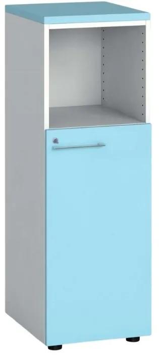 B2B Partner Kombinovaná kancelářská skříň s dveřmi PRIMO, 1087 x 400 x 420 mm, bílá/azurová