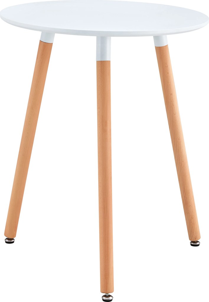 Jídelní stůl, bílá/buk, průměr 60 cm, ELCAN NEW TYP 1