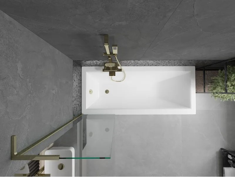 Mexen Next L, 1-křídlová vanová zástěna 50 x 150 cm, 6mm čiré sklo, zlatý lesklý profil, 895-050-000-03-00-50