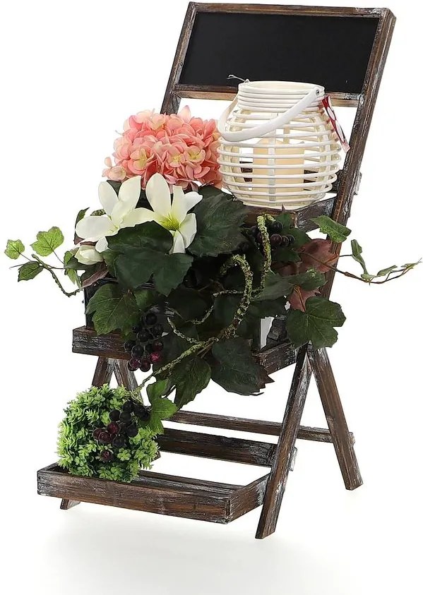 Dřevěný stojan na květiny MSL1008BR - hnědý (28x17x68 cm)  venkovský stylu