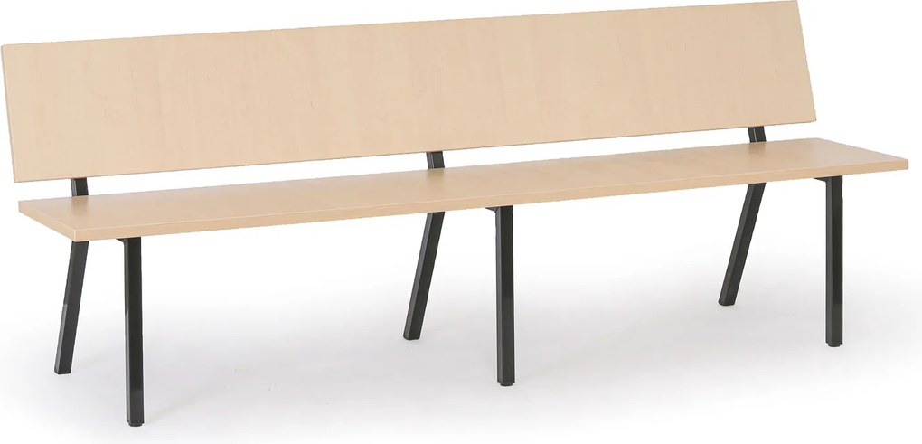 Dřevěná lavice do čekárny s kovovou podnoží, délka 2000 mm, bříza
