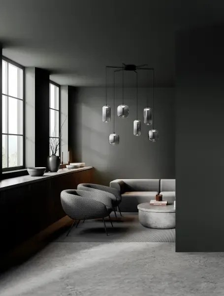 LED černo-šedý designový lustr Aelia 145