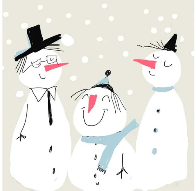 Balení 10 papírových ubrousků s vánočním motivem PPD Smiling Snowmen