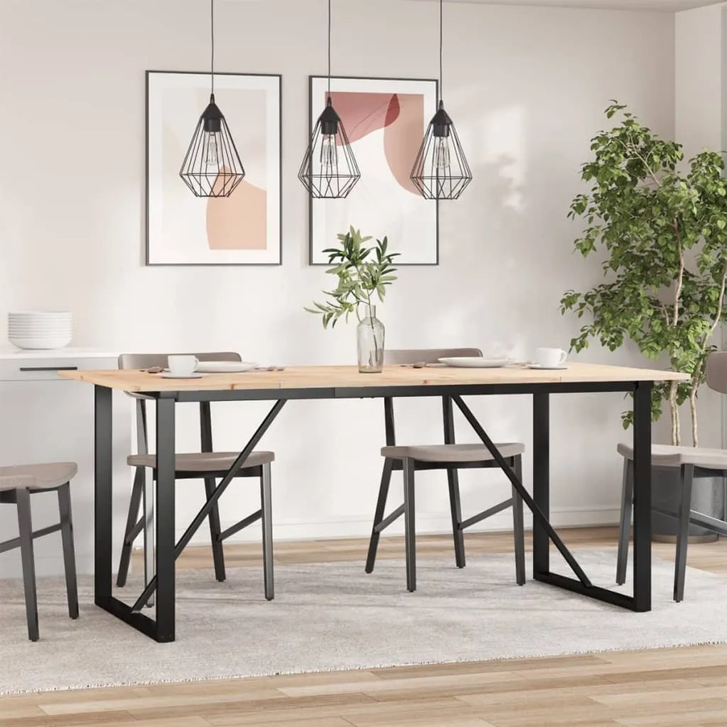 Jídelní stůl s O rámem 180 x 90 x 75 cm borové dřevo a ocel 3282678