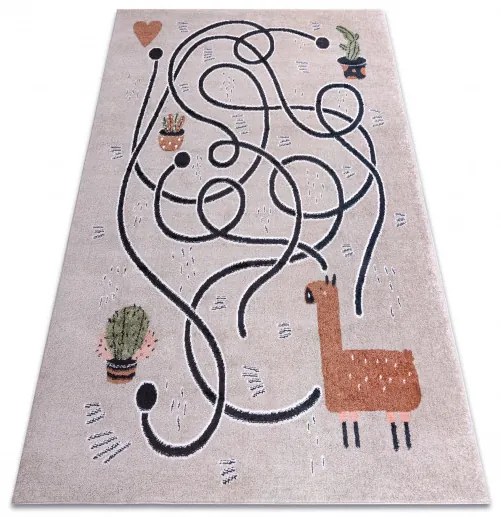 Dywany Łuszczów, Dětský kusový koberec Fun Game llama beige, 160x220, béžová, dětský pokoj