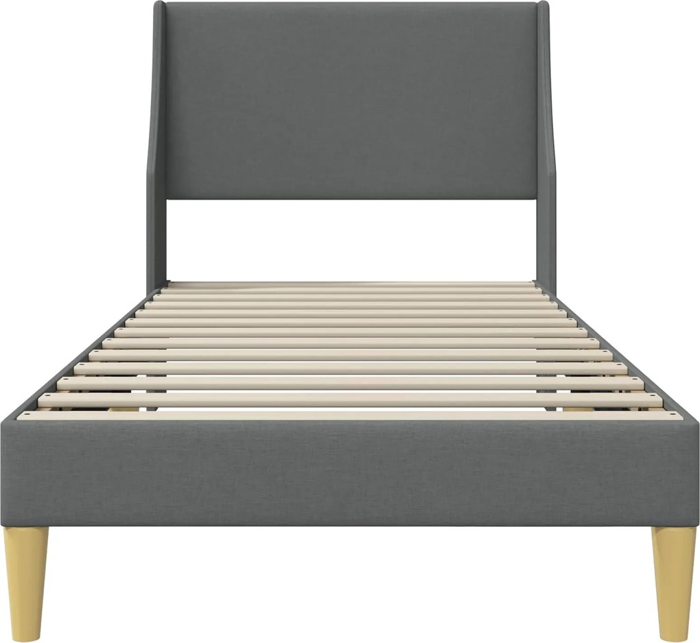 Rám postele s čelo Tmavě šedá 90 x 190 cm Textil 3414660
